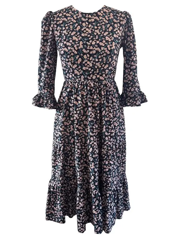 THE WELL WORN Felicity Deco Floral Dress - Blue