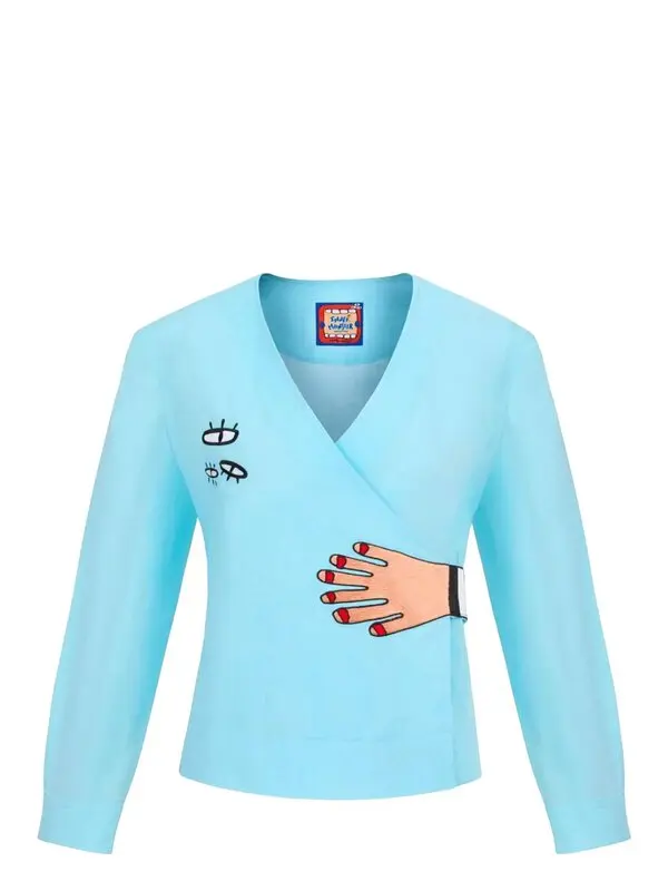 KING NAKED Embroidered Wrap Shirt - Blue