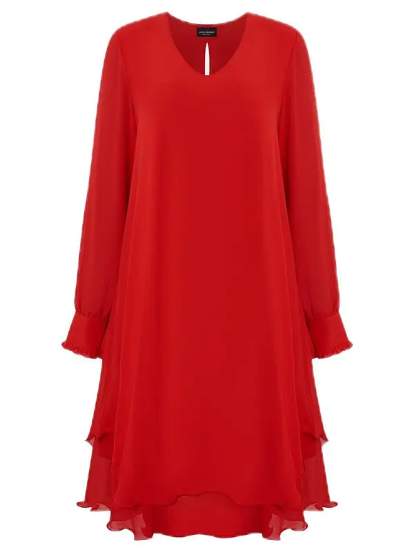 JAMES LAKELAND Long Sleeve Wave Hem Dress - Red
