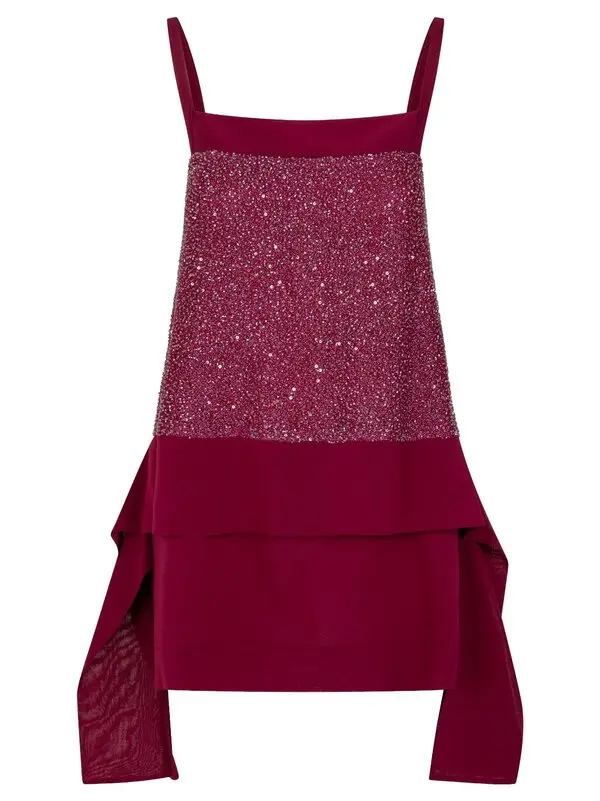 LANGNER Embroidered Mini Dress - Red