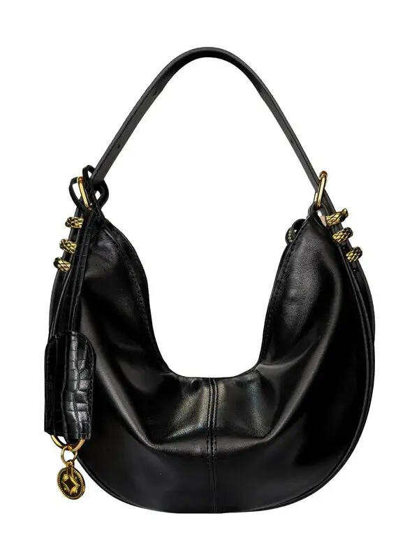 INDIGOLUSH Midi Hobo Bag With Oracle Hiss Hardware - Black