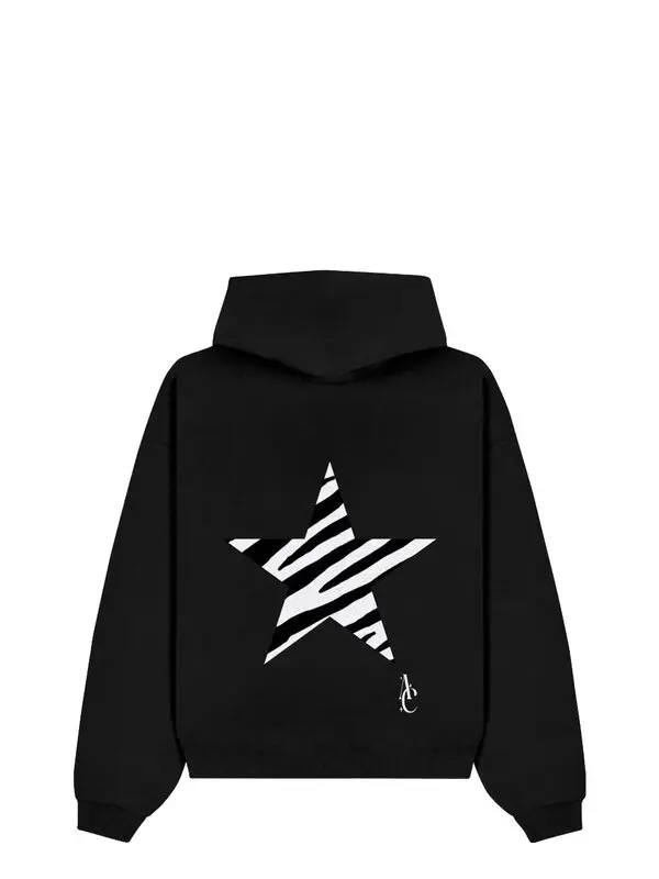 AURA & CO Zebra Star Glitter Hoodie - Black/white