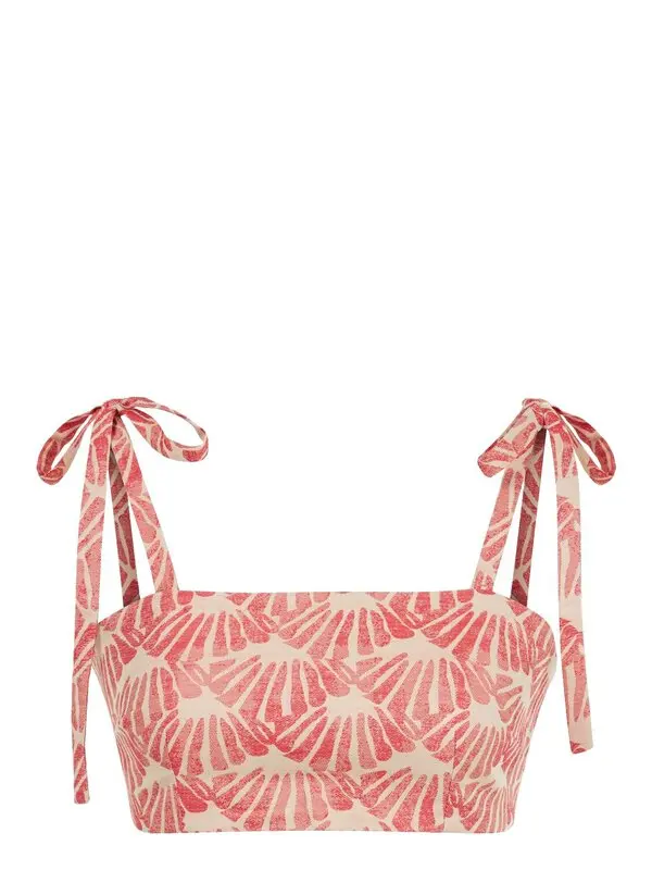 LILAMIE Palermo Bustier Summer Crop Top With Tie Detail - Red
