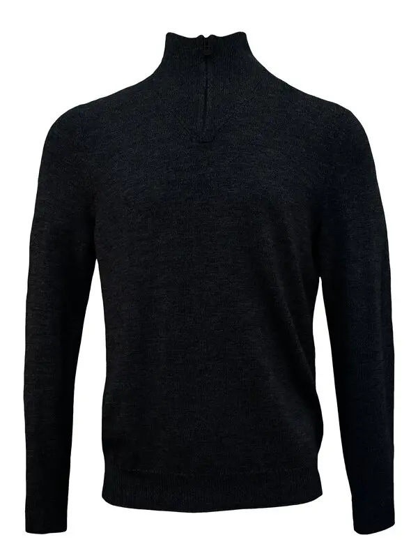 LORDS OF HARLECH Quest Quarter-zip Merino Sweater - Black