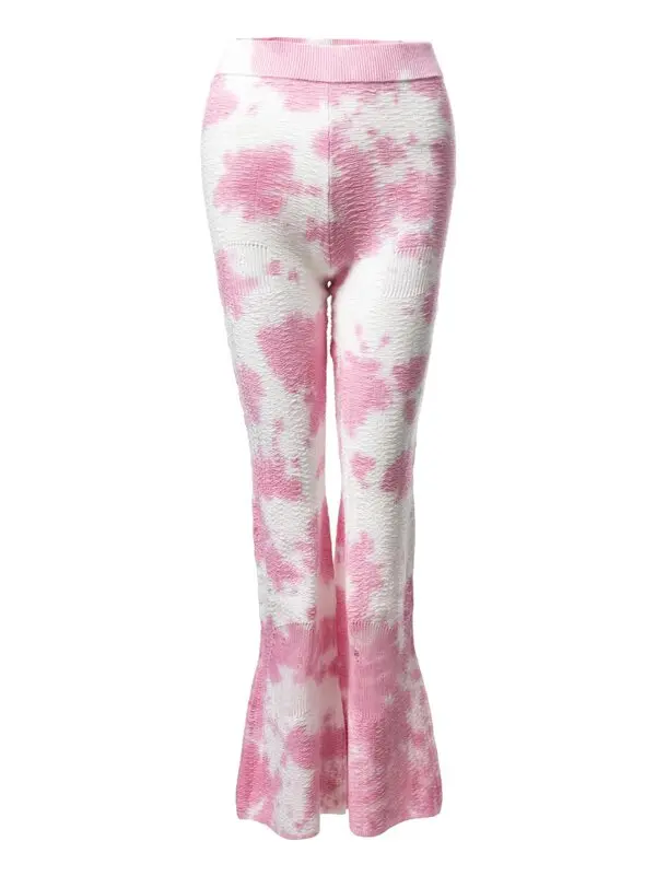 FULLY FASHIONING Floating Stitch Tie Dye Trousers - Pink