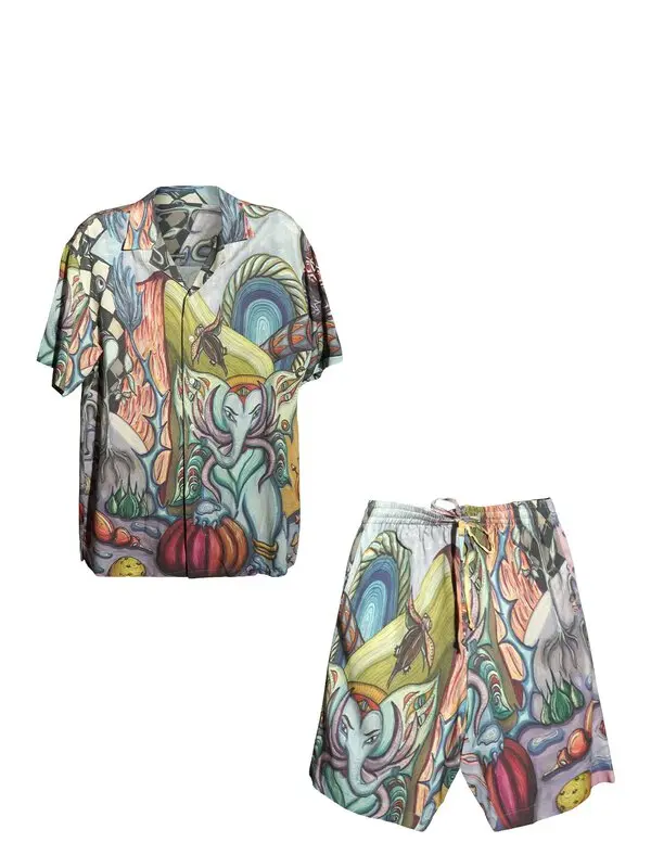 JANARA JONES Psychophant Rayon Makasi Set - Blue