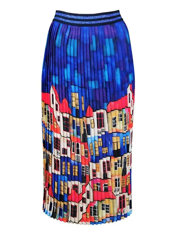 LALIPOP DESIGN Printed Pleated Maxi Skirt - White