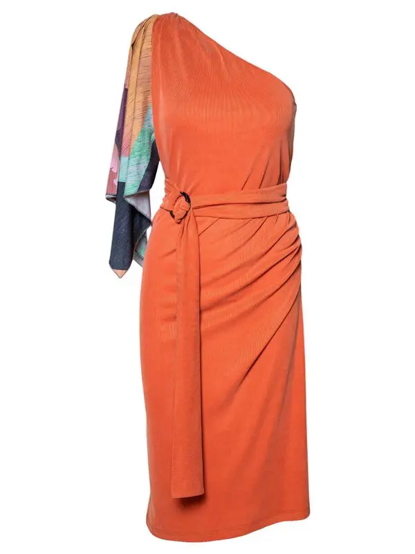 ARTISTA Ivy One Shoulder Midi Dress - Orange