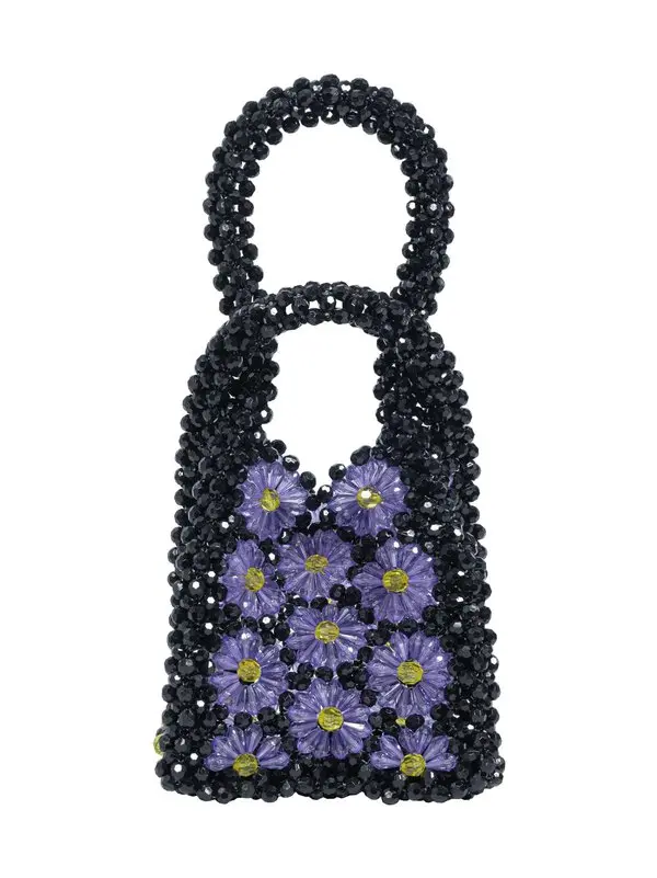 TILLIE BEADS Daisy Floral Beaded Bag - Purple