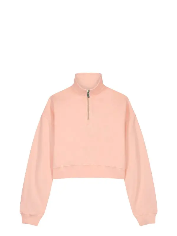 VELD Runyon Cropped Quarter-zip Sweatshirt - Pink