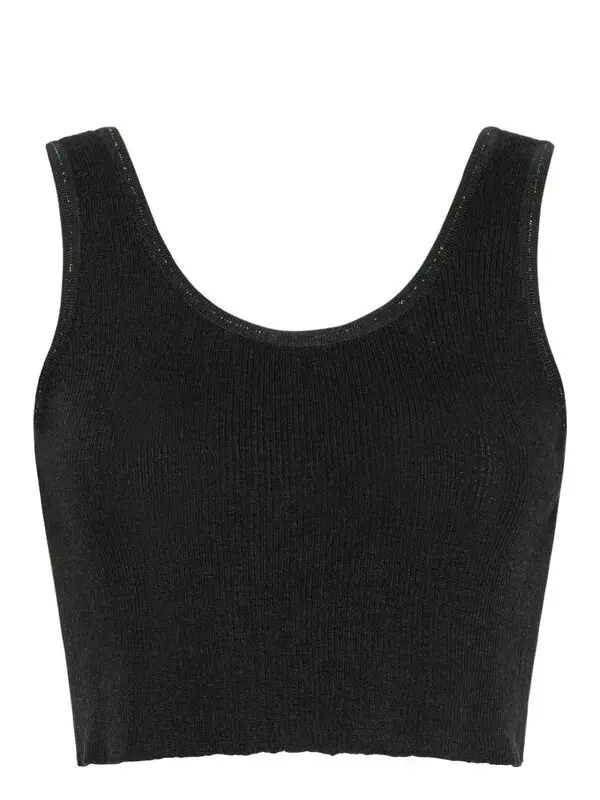 PEPPER VALLY Eco Rib Crop Top - Black