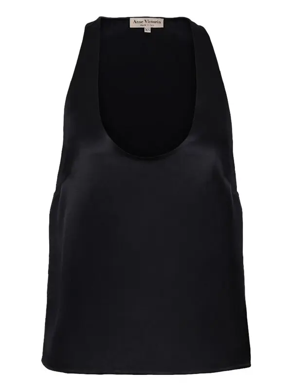 ANSE VICTORIN Victoria Silk Tank Top - Black