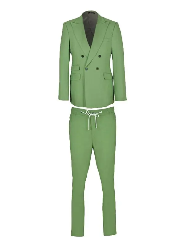 DAVID WEJ Hugo Linen Double Breasted Suit Emerald - Green
