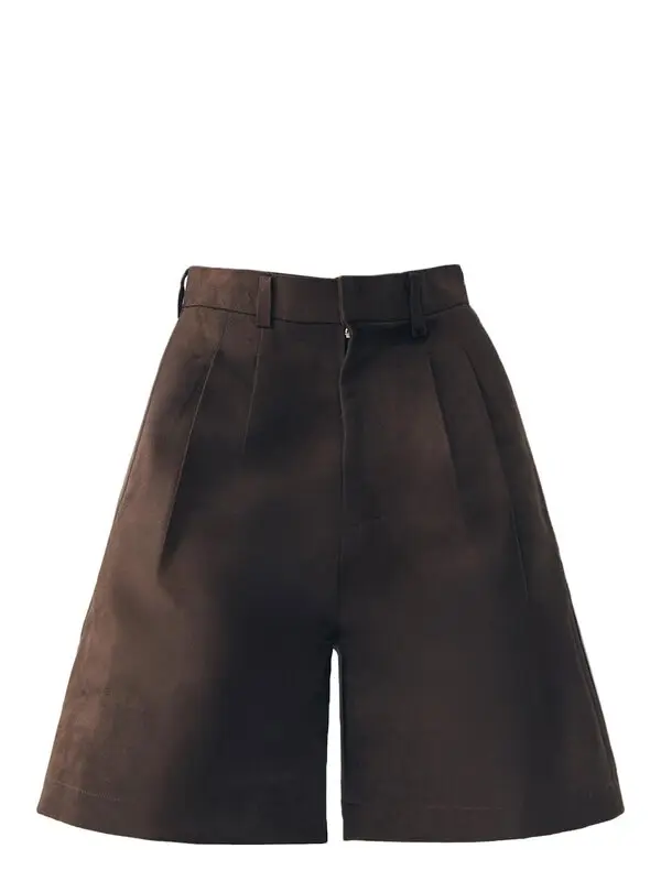 ATS THE LABEL Jett Suede Bermuda Shorts Pants - Brown