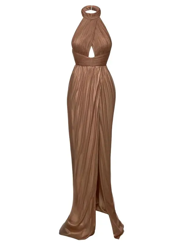 BENEDETTO Silk Backless Gown With Cutout - Gold