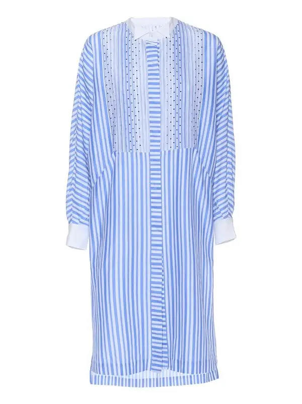 HELENE GALWAS Bianca Striped Shirt Dress - Blue/white
