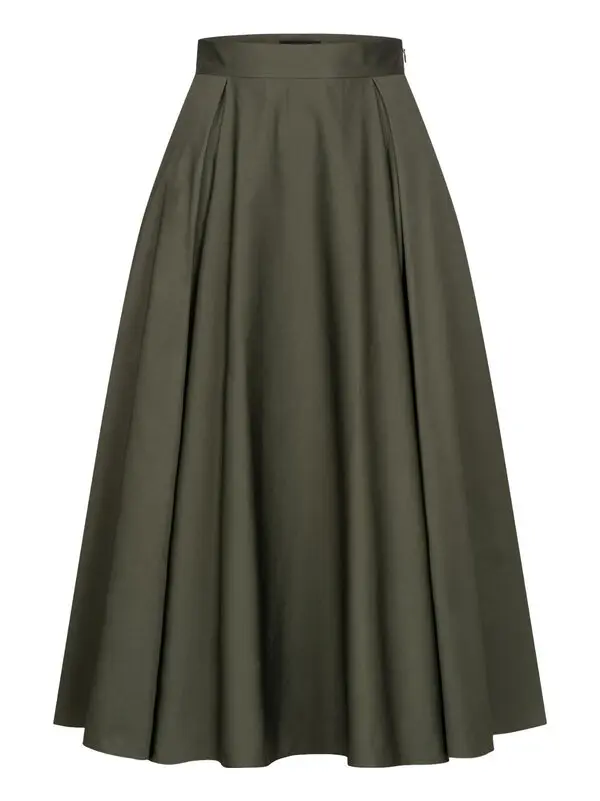MARIANNA DÉRI Pleated Cotton Sateen Skirt - Green