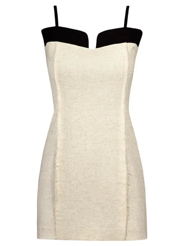 ALINA CERNATESCU Linen Blend Mini Dress - Black