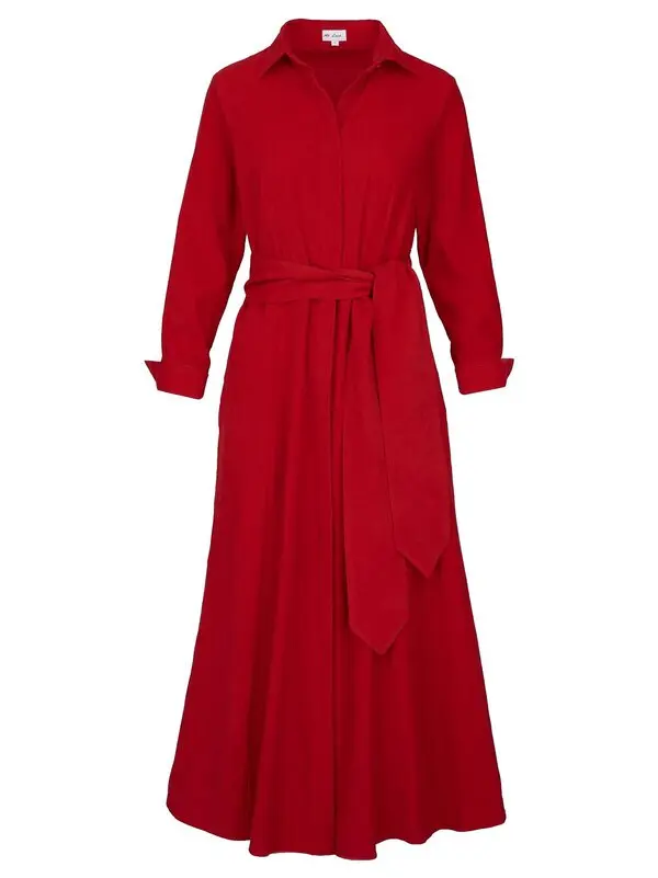 AT LAST... Marigold Corduroy Shirt Dress - Red