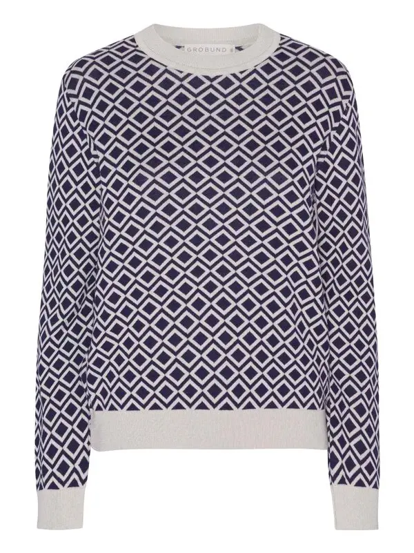 GROBUND Petra Knit Blouse With Pattern - Blue