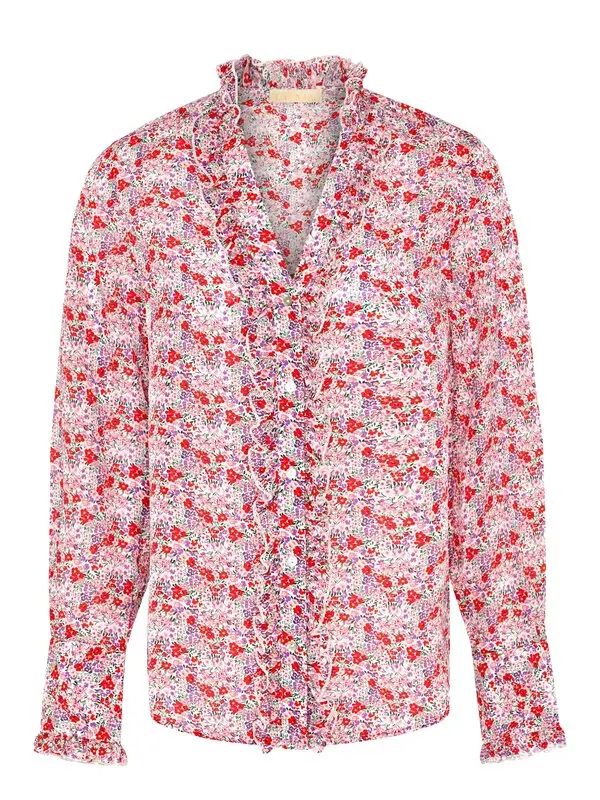 GUINEA Floral Print Silk Shirt - Pink