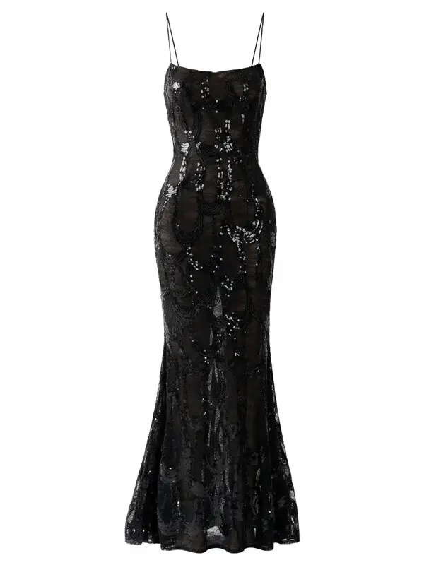 ROOM 24 Rossana Beaded Lace Maxi Dress - Black