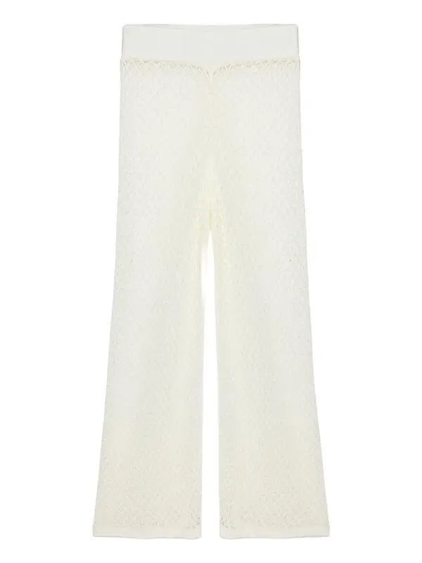 PERALUNA Aurelia Openwork Knit Trousers - White