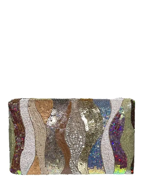 SIMITRI Hand-embroidered Sequin Clutch - Gold/rose Gold/brown