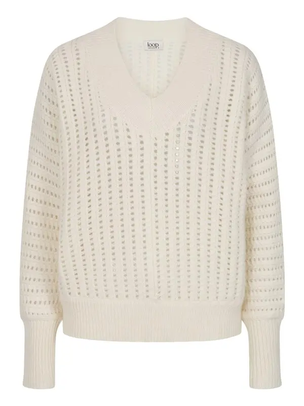 LOOP CASHMERE Pointelle Sweater - White