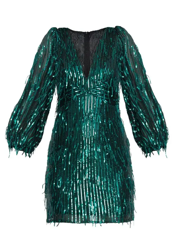 ANGELIKA JOZEFCZYK Sequin Mini Dress - Green