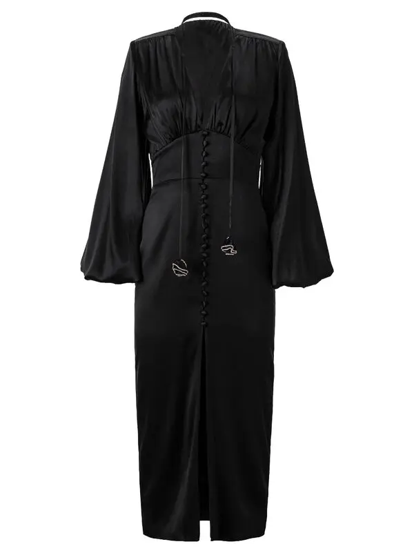 LITA COUTURE Ample-sleeve Silk Dress - Black