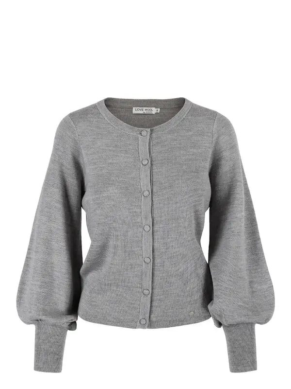 TIRILLM Ava Merino Wool Cardigan With Balloon Sleeves - Grey