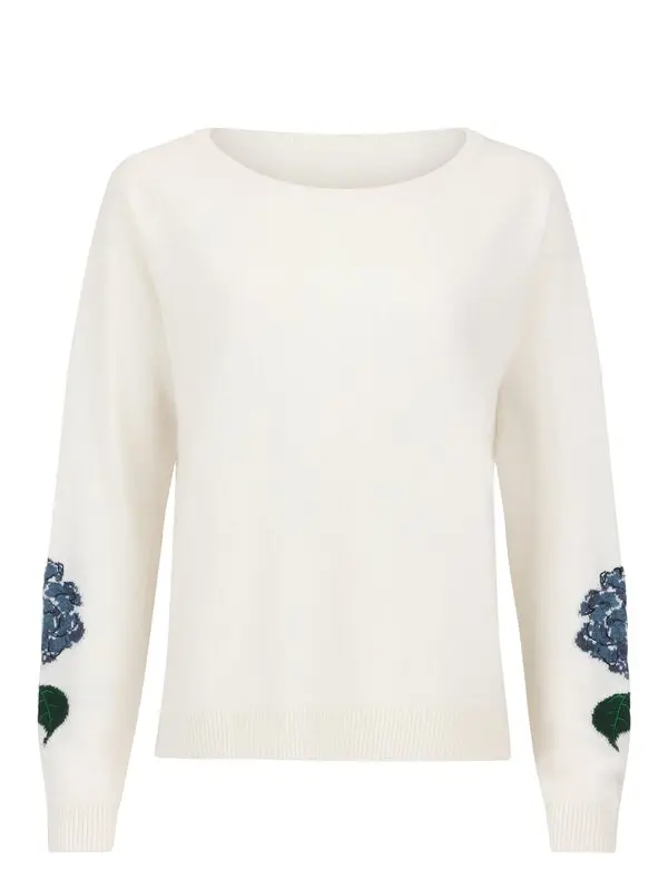 CATNIP AND SEAWEED Hydrangea Cashmere Sweater - Blue/white