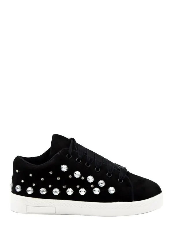 RETTROSE Luxury Suede Embellished Sneaker - Black