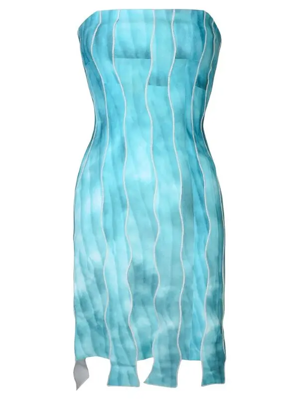 MADEBYZA Strapless Midi Dress - Blue