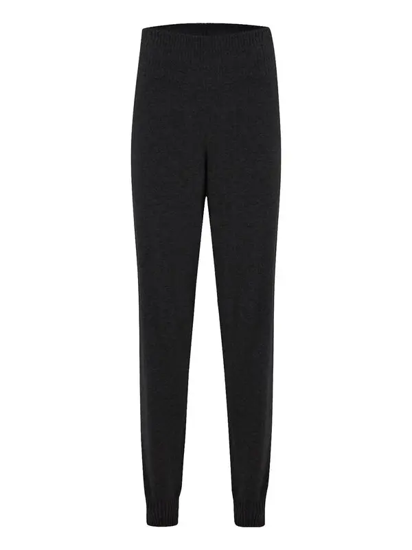PERALUNA High Waist Cashmere Blend Knitwear Jogger Trousers - Black