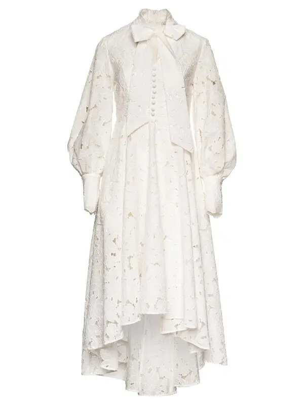 VASILIKI ATELIER Mirabel Lace Midi Dress - White