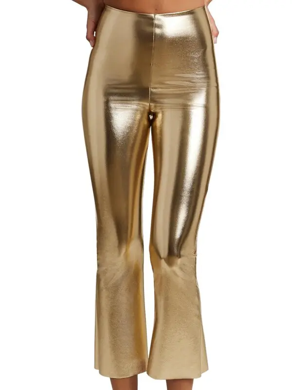 Commando Faux Leather Crop Flare Slg33 - Gold