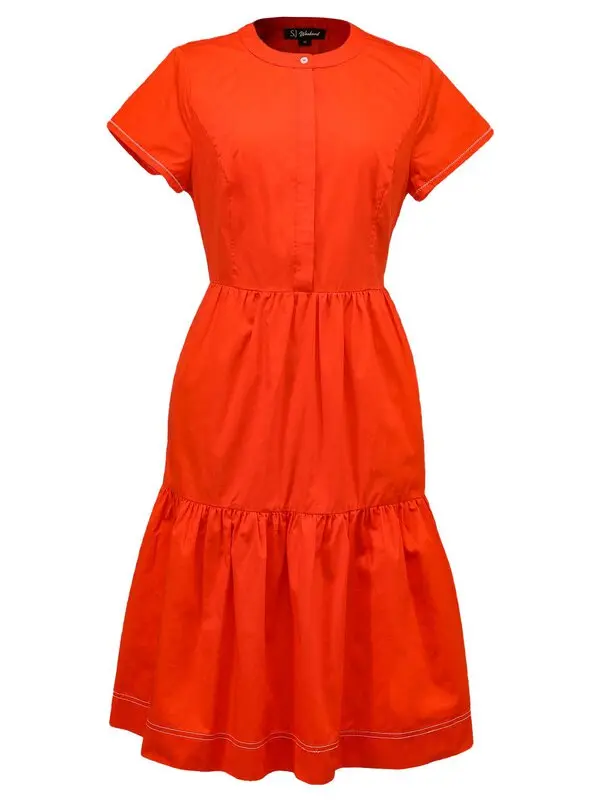 SMART AND JOY Fit-and-flare Cotton Shirt Dress - Orange