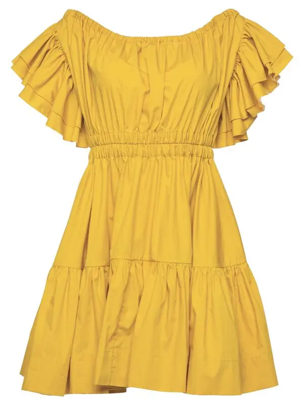VASILIKI ATELIER Ava Ruched Mini Dress - Yellow