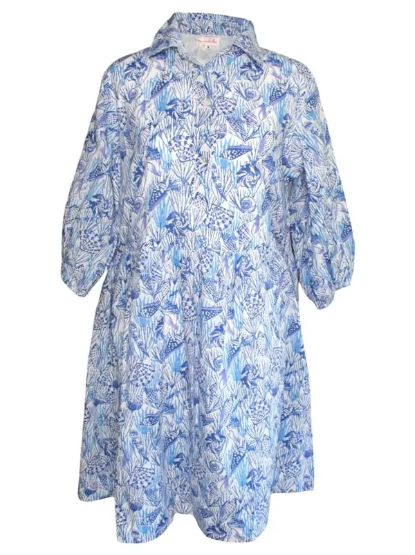 MARY MARSHMALLOW Printed Frannie Mini Dress - Blue
