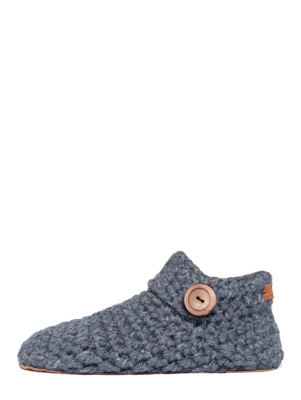 KINGDOM OF WOW Hand-crocheted Wool Ankle Boot Slippers - Grey