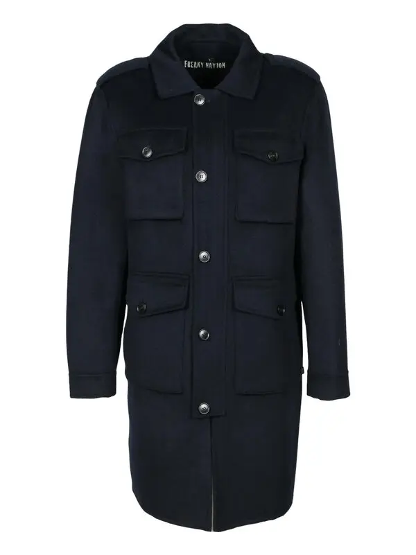 FREAKY NATION Wool Blend Coat - Blue