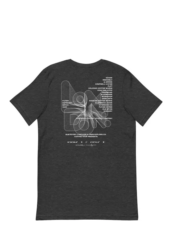 ANCHOR & CREW Heather Gustatory London Coffee Scene Organic Cotton Embroidered T-shirt - Black