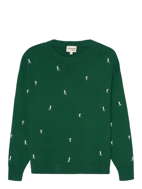 ELLSWORTH + IVEY Riley Crewneck Sweater - Green