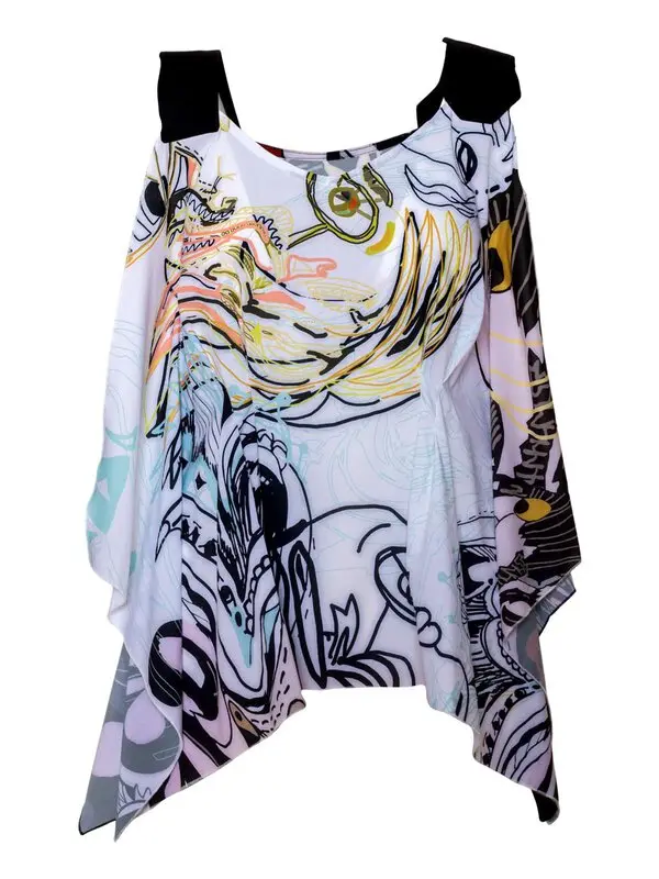 ARTISTA Iris Printed Viscose Top - White