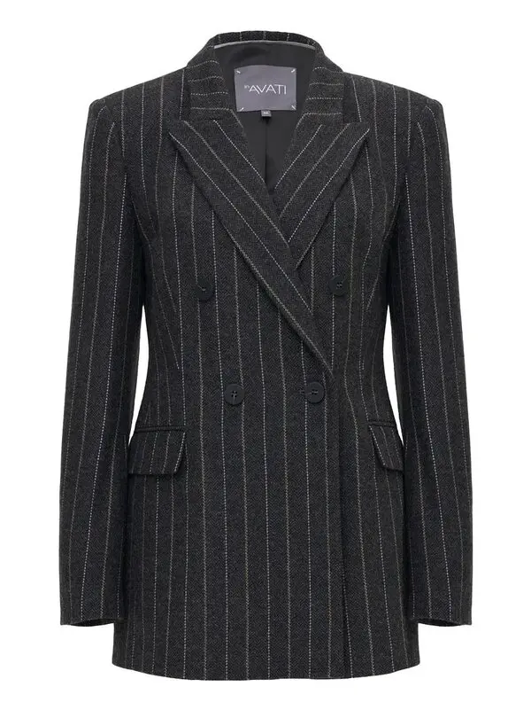 INAVATI Striped Double-breasted Jacket - Grey