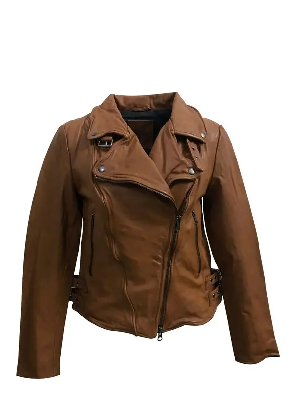 ZASTASTUDIO Rusty Nail Biker Leather Jacket - Brown