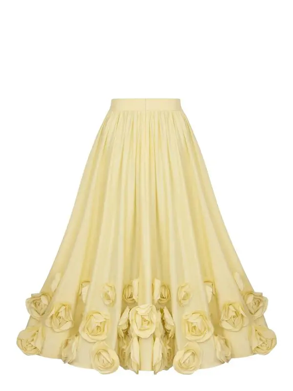 ELSAVA Floral Detail Skirt - Yellow