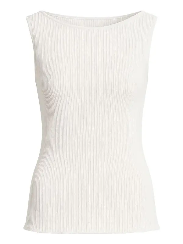 MONLICIA Nila Ribbed Sleeveless Knit Top - White